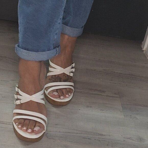 lei | Shoes | White Vintage Lei Platform Open Toe Heels Size 9 | Poshmark